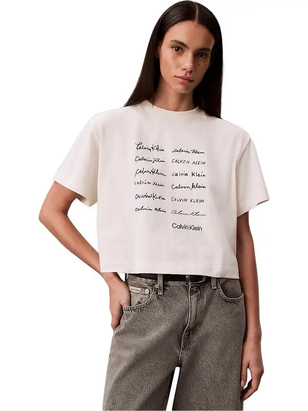 Calvin Klein Graphic Logo Boxy T-shirt - Tofu