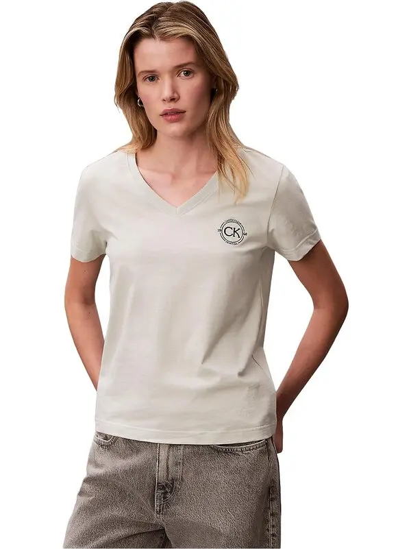 Calvin Klein Embroidered Crest V-neck T-shirt - Pale Meadow