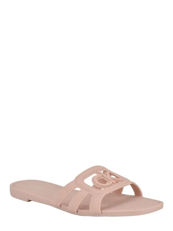 Calvin Klein Yoana Open Square Toe Monogram Slide Sandals - Pink