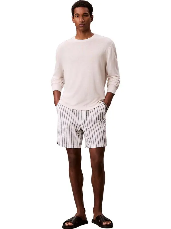 Calvin Klein Linen Blend Stripe Shorts - Turbulence