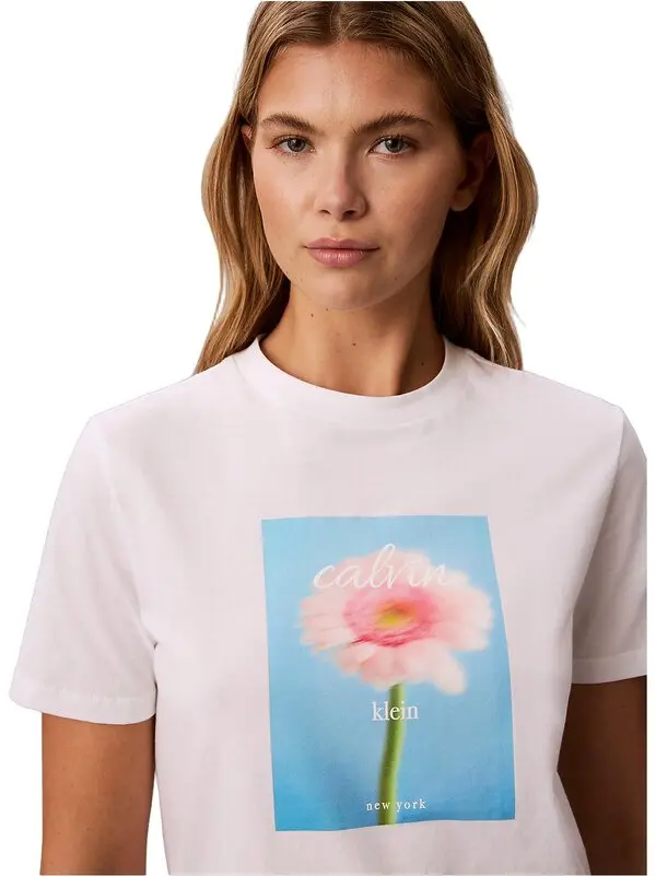 Calvin Klein Graphic Daisy T-shirt - Bright White
