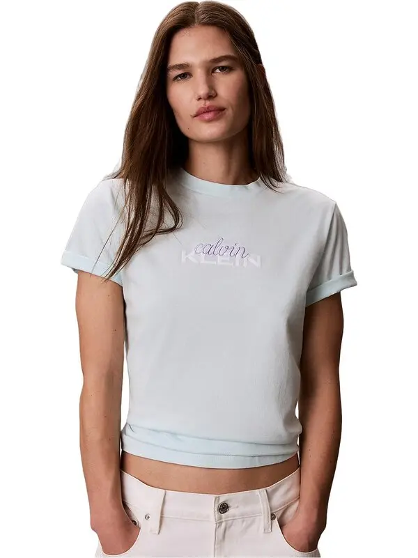 Calvin Klein Layered Logo Graphic Classic T-shirt - Aqua Breeze
