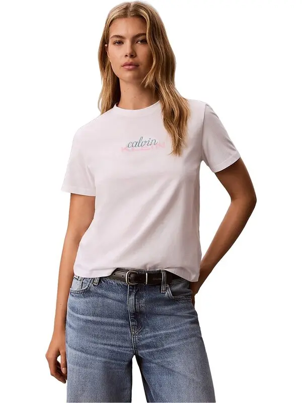 Calvin Klein Layered Logo Graphic Classic T-shirt - Bright White