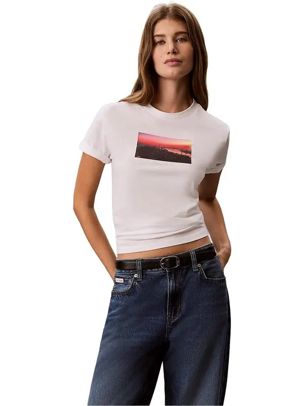 Calvin Klein City Sunset Logo Graphic T-shirt - Bright White