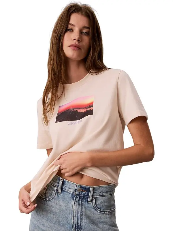 Calvin Klein City Sunset Logo Graphic T-shirt - Mother Of Pearl