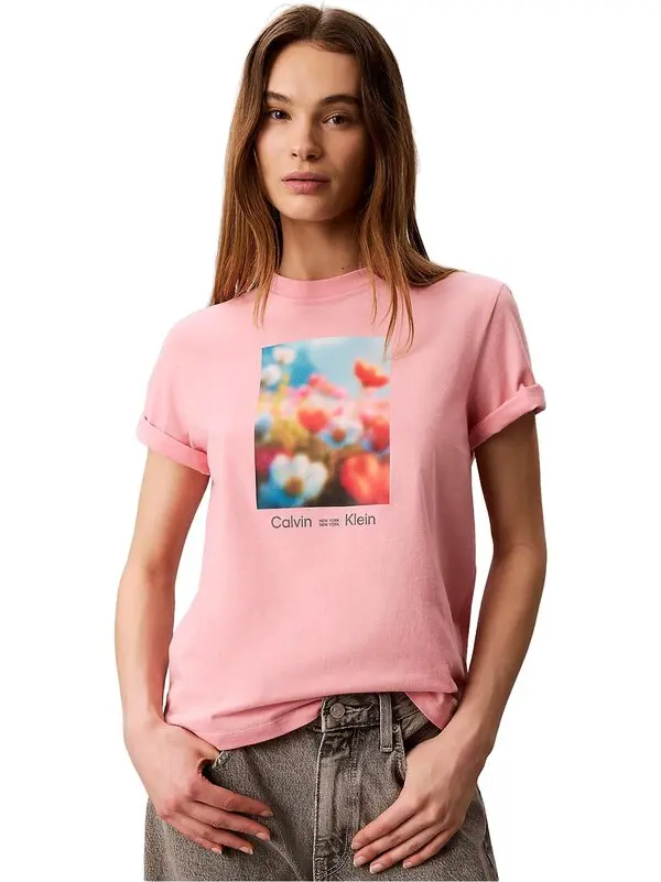 Calvin Klein Floral Graphic Crewneck T-shirt - Soft Berry