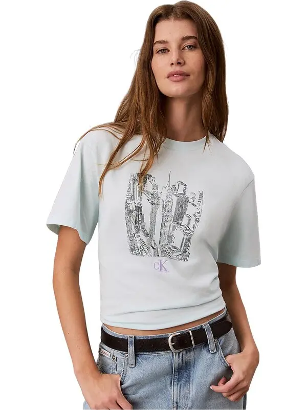 Calvin Klein Graphic Crewneck Tee - Aqua Breeze