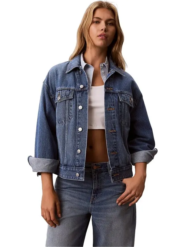 Calvin Klein Relaxed Fit Denim Jacket With Patch Pockets - Mainland
