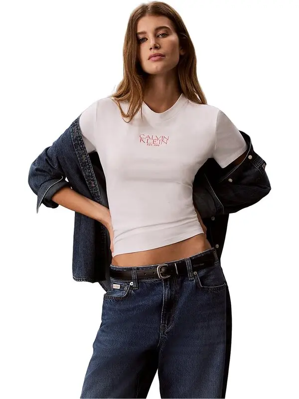 Calvin Klein Logo Graphic Slim Fit Crewneck T-shirt - Bright White