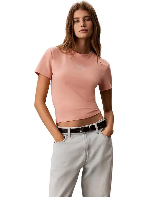 Calvin Klein Logo Graphic Slim Fit Crewneck T-shirt - Luminous Peach