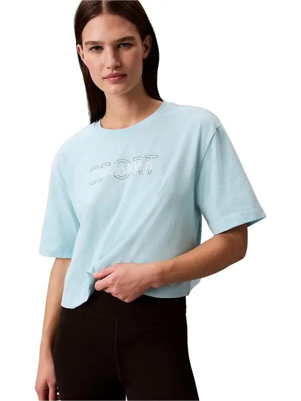 Calvin Klein Logo Graphic Boxy Cropped T-shirt - Antarctic Blue