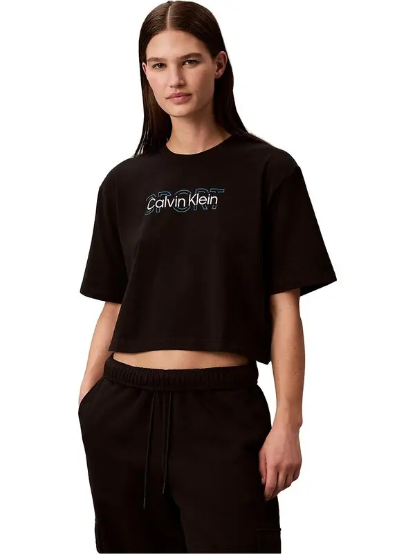 Calvin Klein Logo Graphic Boxy Cropped T-shirt - Black
