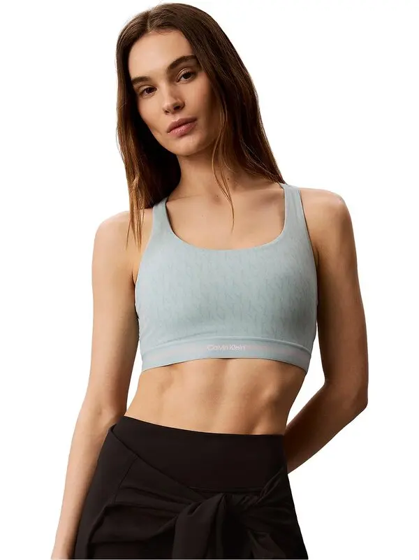 Calvin Klein Icon Sport Allover Monogram Medium Impact Sports Bra - Monogram Escher Ether