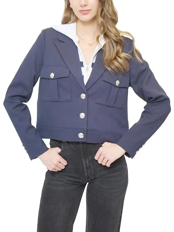 Central Park West Crochet Dawson Jacket - Navy Blue