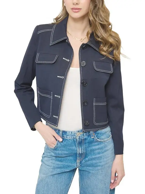 Central Park West Franki Topstitch Lady Jacket - Navy