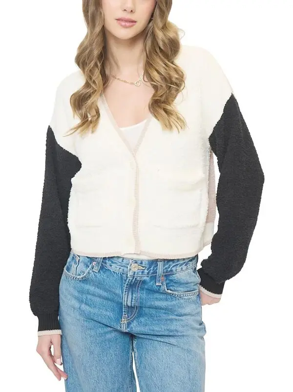 Central Park West Colin Cropped Terry Cardigan - White-multicolor