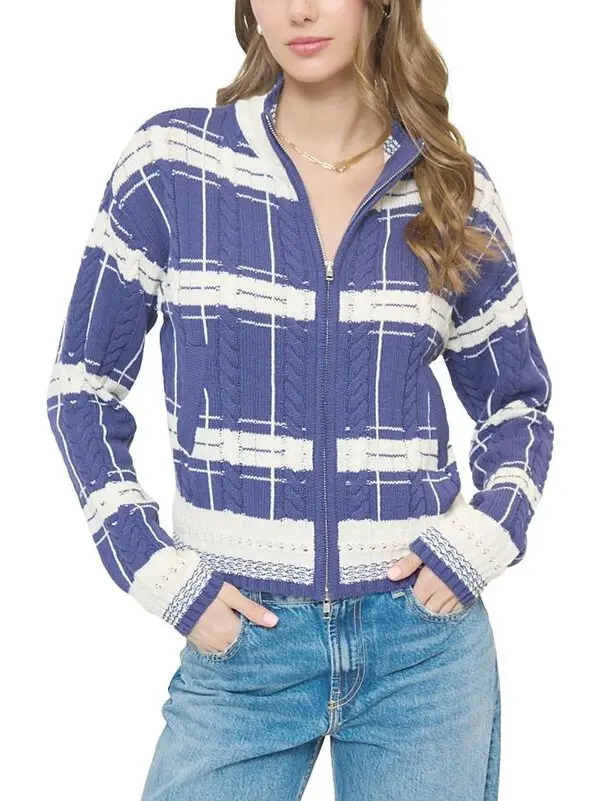 Central Park West Eden Specialty Stitch Bomber Jacket - Blue-white-stripe