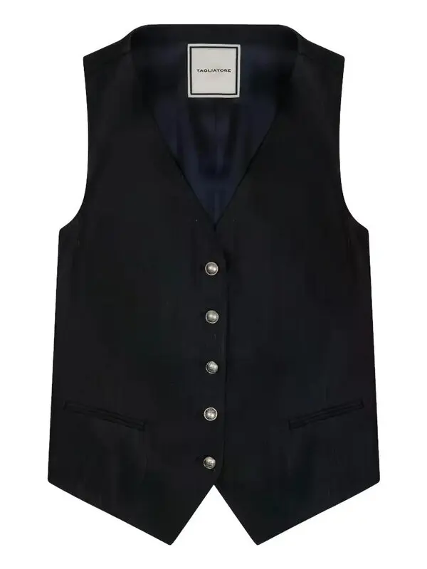 Tagliatore Denim Texture Waistcoat - Blue