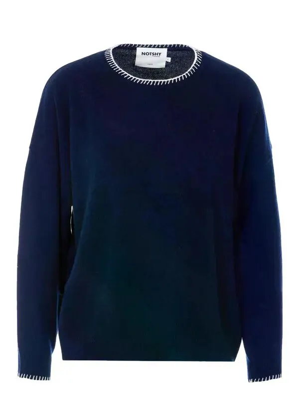 NOTSHY Charlie Embroidered Crew-neck Sweater - Blue