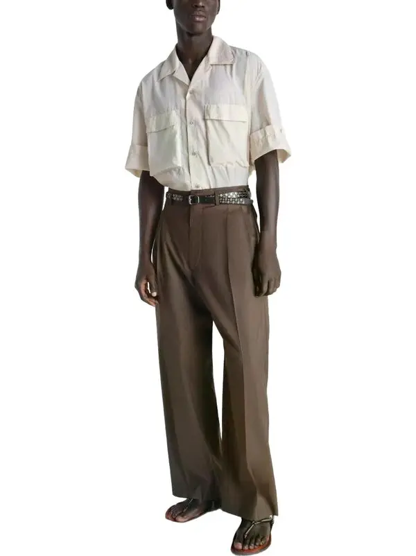 LEMAIRE Short Sleeve Utility Shirt In Washed Technical Cotton - Neutrals