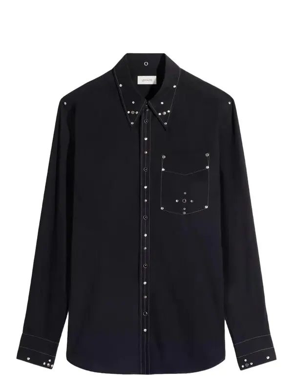 LEMAIRE Fitted Shirt With Stud Embellishments - Black