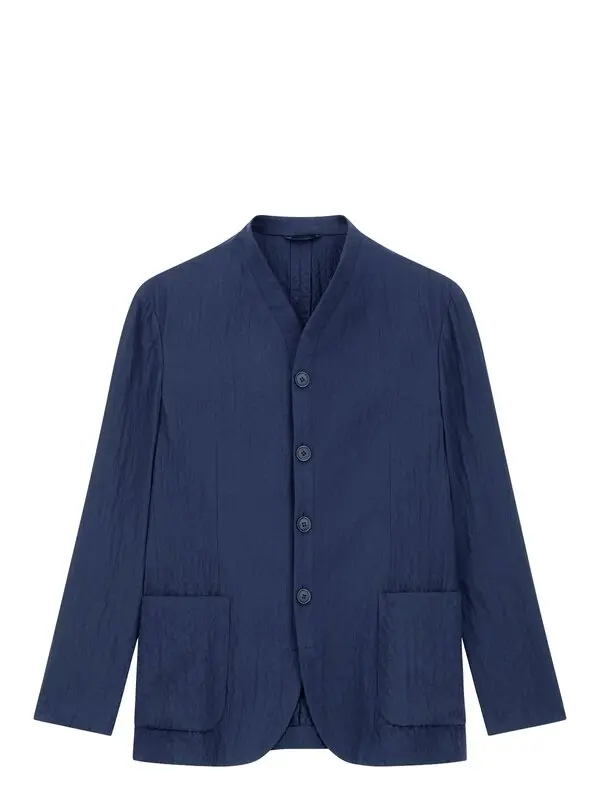 Giorgio Armani Single-breasted Jacket In Lyocell And Silk - Navy Blue