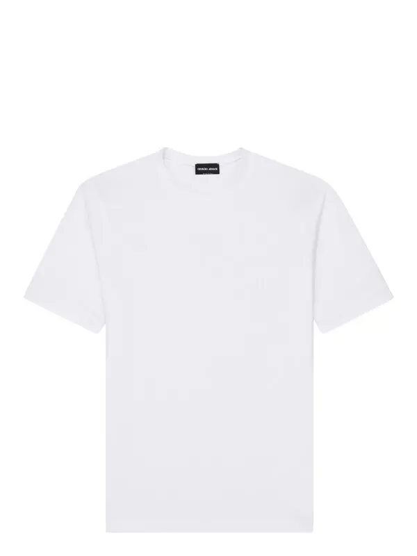 Giorgio Armani Crew-neck T-shirt In Stretch Viscose Jersey With Embroidery - White