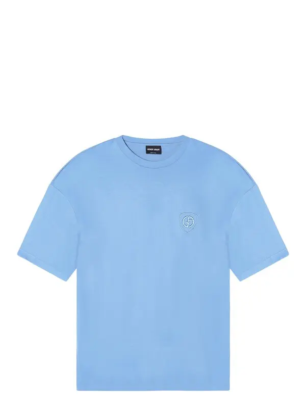 Giorgio Armani Organic Cotton Interlock Crew-neck T-shirt - Light Blue