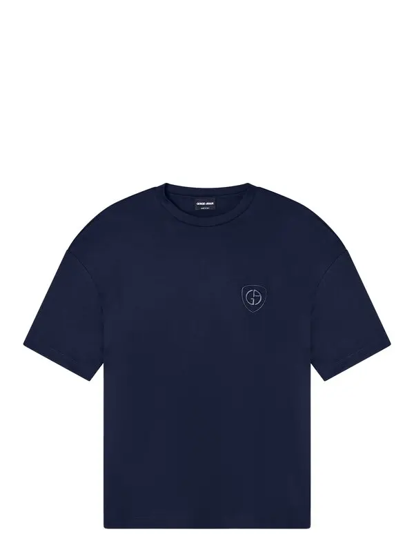 Giorgio Armani Organic Cotton Interlock Crew-neck T-shirt - Navy Blue