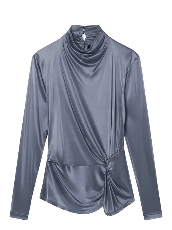 Giorgio Armani Long-sleeved Gathered Jumper - Grey