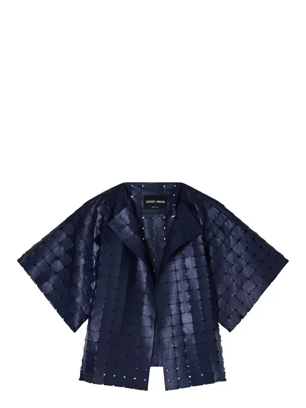 Giorgio Armani Carved Nappa Lambskin Jacket - Blue