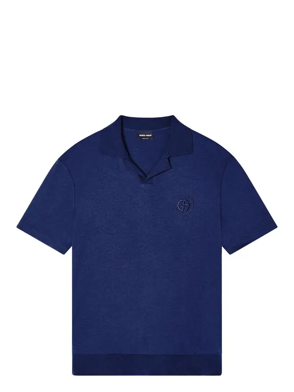 Giorgio Armani Cotton Interlock Polo Shirt - Blue