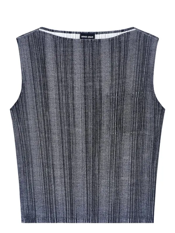 Giorgio Armani Two-tone Pleated Jersey Top - Grey