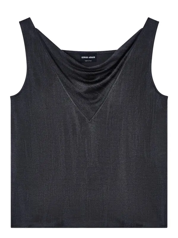 Giorgio Armani Jacquard Viscose Jersey Draped Top - Grey