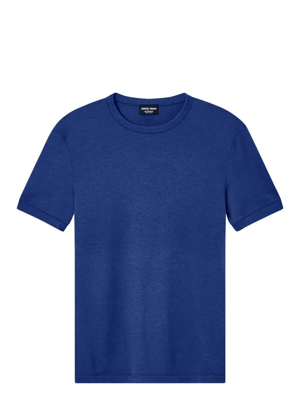 Giorgio Armani Crew Neck Short Sleeve Cashmere Jumper - Blue
