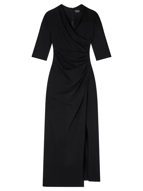 Giorgio Armani Viscose Milano-stitch Midi Dress - Black
