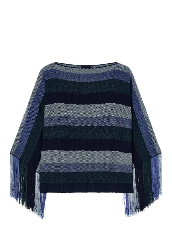 Giorgio Armani Viscose Jumper With Fringe Detail - Striped