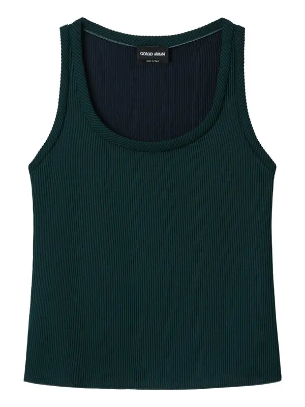 Giorgio Armani Ribbed Viscose Sleeveless Top - Green