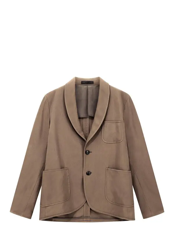 Giorgio Armani Single-breasted Jacket In Cupro Basketweave - Beige