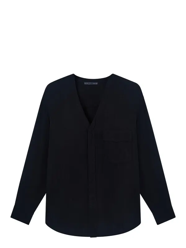Giorgio Armani Cupro Basketweave Shirt Jacket - Black