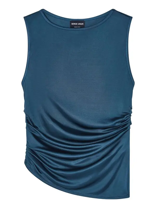 Giorgio Armani Sleeveless Draped Viscose Top - Green