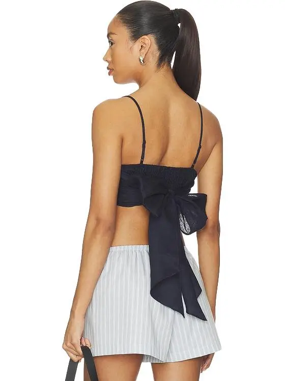 Susana Monaco Linen Tie Back Top - Midnight