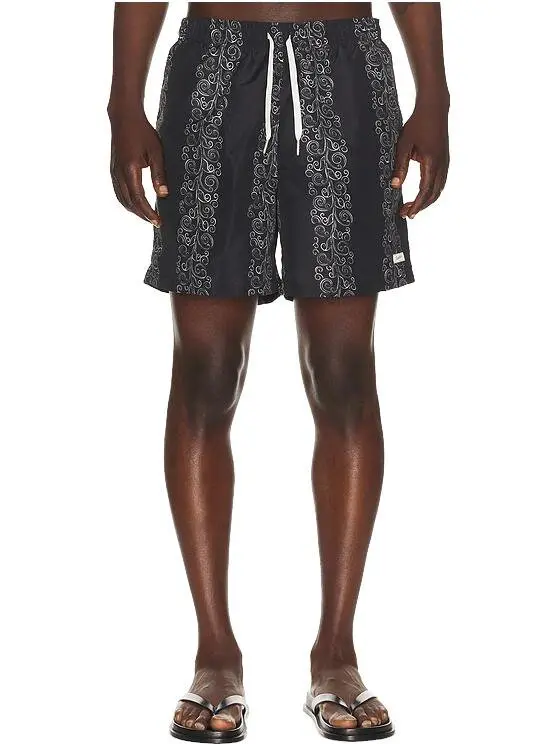 BATHER Fiesta Printed Swim Trunk - Black