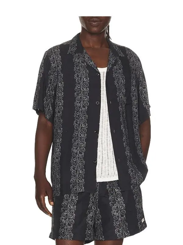 BATHER Fiesta Printed Camp Shirt - Black