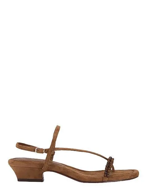 Madewell Maycie Strappy Sandal With Beaded Detailing - Aged Cognac
