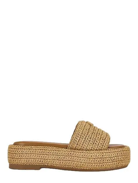 COACH Sculptural C Flatform Raffia Slide - Natural