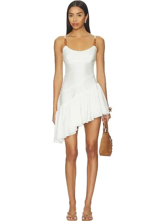 MORE TO COME Mahika Asymmetrical Mini Dress - White