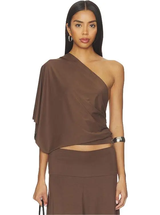 BELLE ANNA Arden One Shoulder Top - Brown