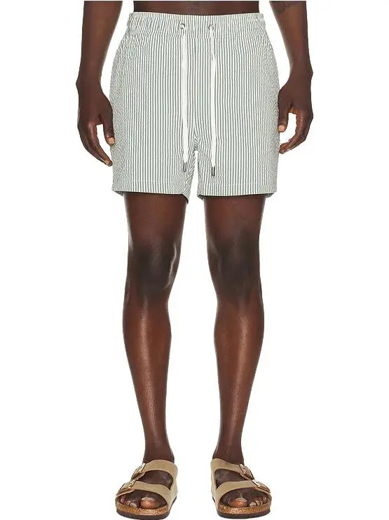 Onia Charles 4 Swim Trunk With Stripes - Sage & White