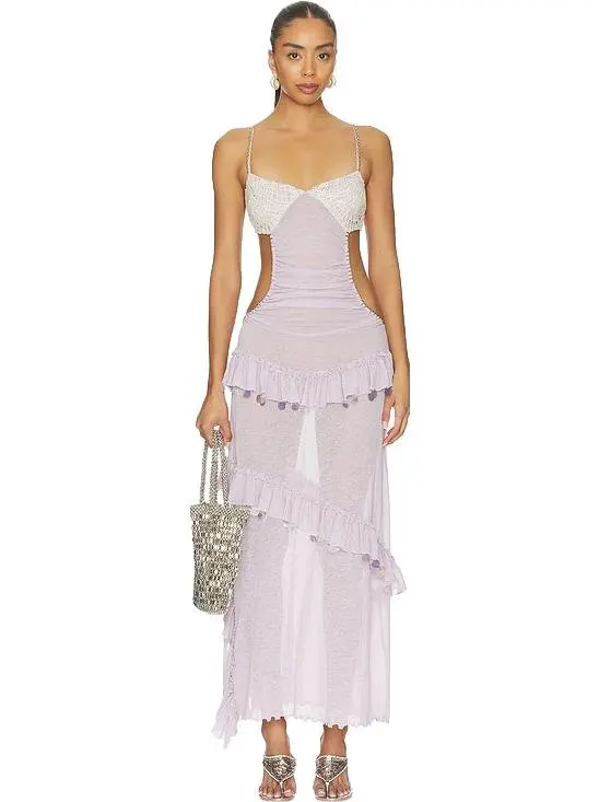 SIEDRES Signe Dress With Macrame Trim - Lilac